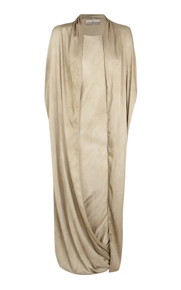 CORTANA Mars Satin Maxi Cape Dress - Neutral
