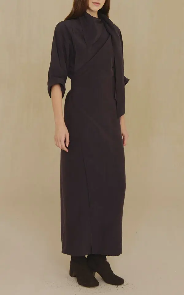 CORTANA Sofia Linen-silk Maxi Dress