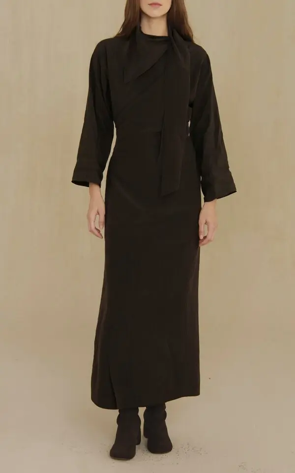 CORTANA Sofia Linen-silk Maxi Dress