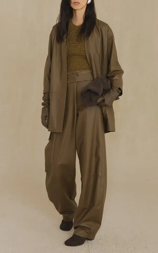 CORTANA Lira Leather Coat - Brown