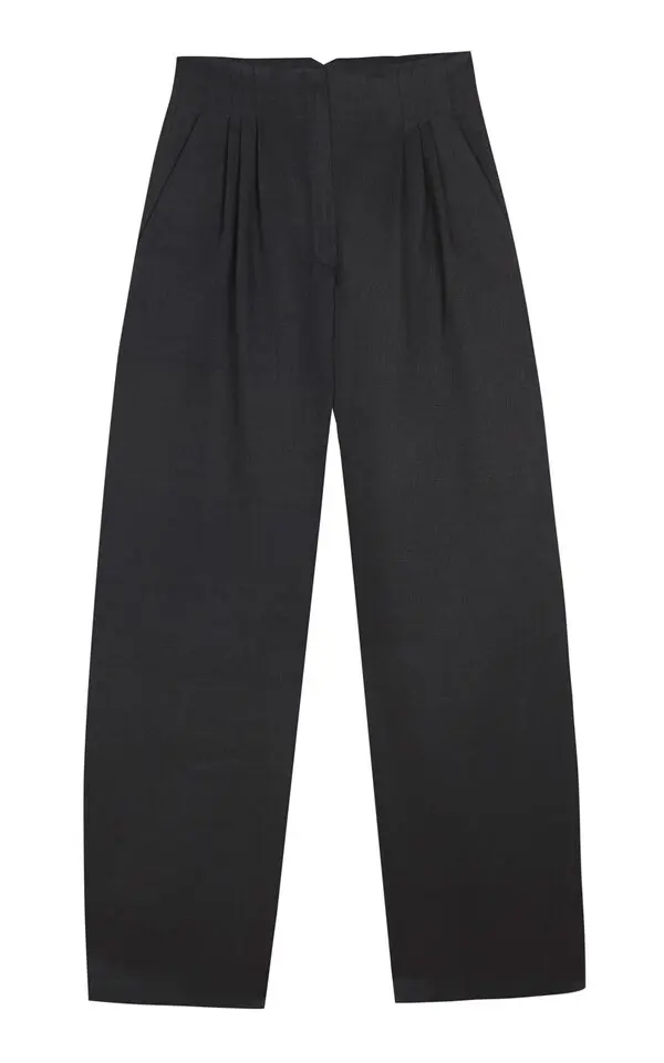 CORTANA Kyo Linen-wool Straight Leg Pants - Grey