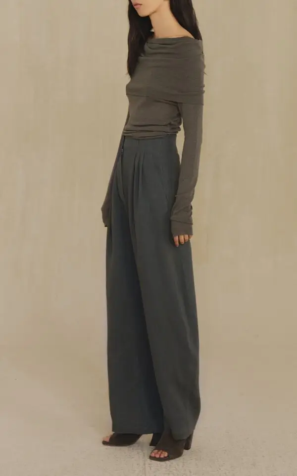 CORTANA Kyo Linen-wool Straight Leg Pants