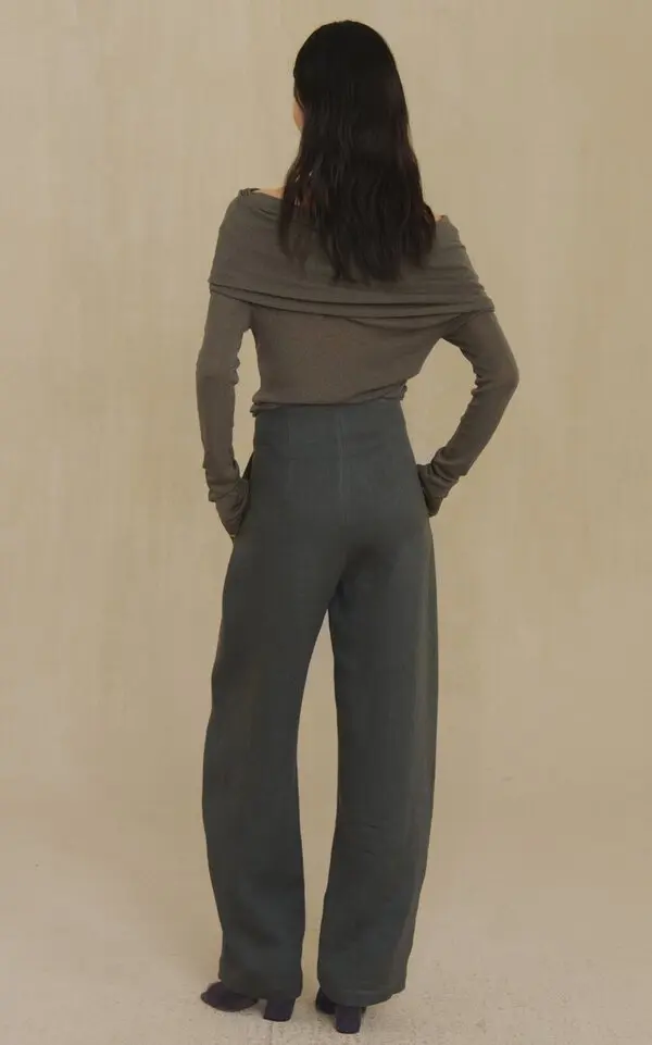 CORTANA Kyo Linen-wool Straight Leg Pants