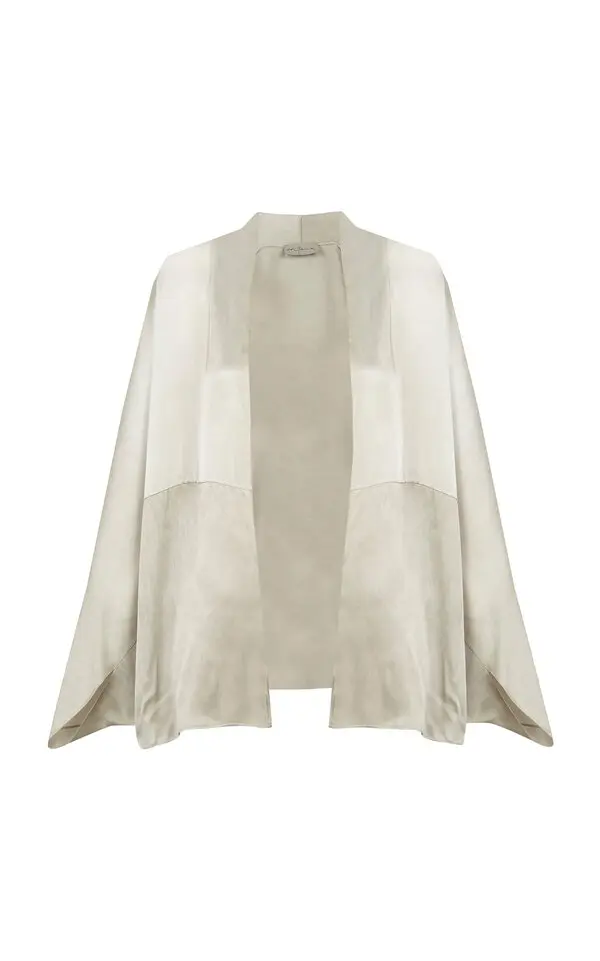 CORTANA Opalo Satin Kimono Jacket - Off-white