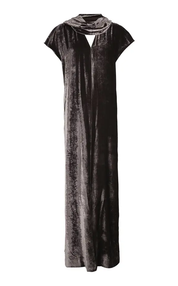 CORTANA Iris Velvet Maxi Dress - Dark Grey