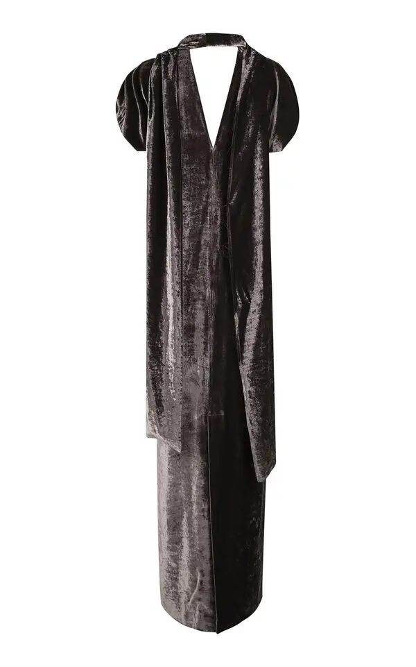 CORTANA Iris Velvet Maxi Dress - Dark Grey