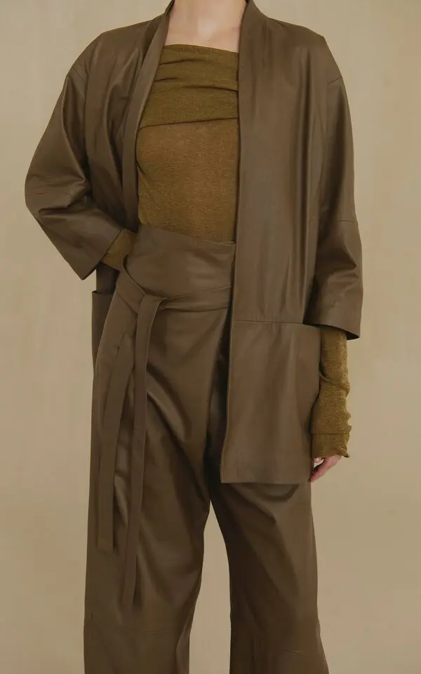 CORTANA Lira Leather Wrap Pants