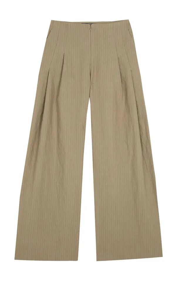 CORTANA Ser Linen-wool Jacquard Wide-leg Pants