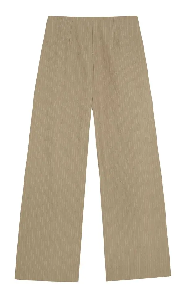 CORTANA Ser Linen-wool Jacquard Wide-leg Pants