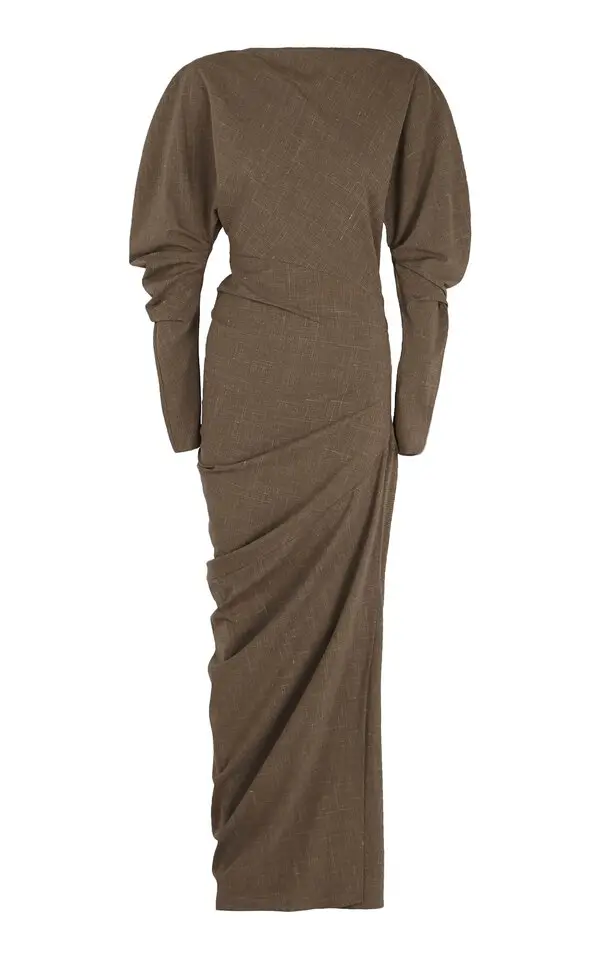 CORTANA Timeless Wool-silk Maxi Dress - Brown
