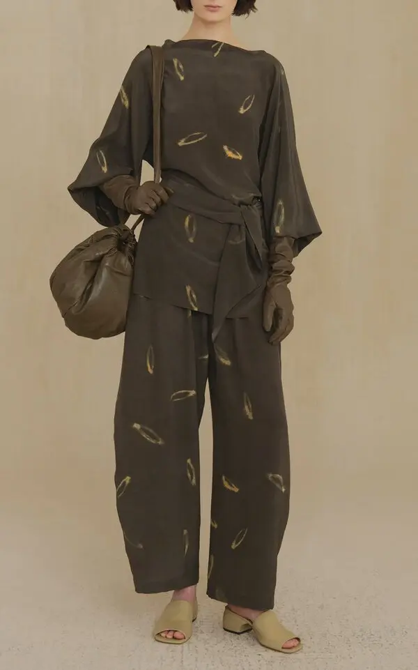 CORTANA Thea Silk Straight Leg Pants