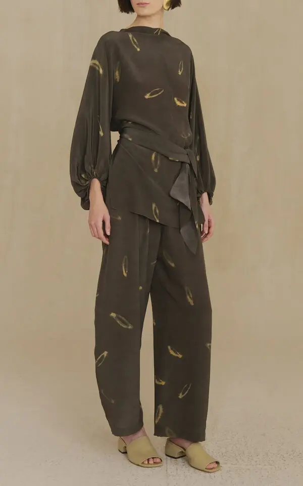 CORTANA Thea Silk Straight Leg Pants