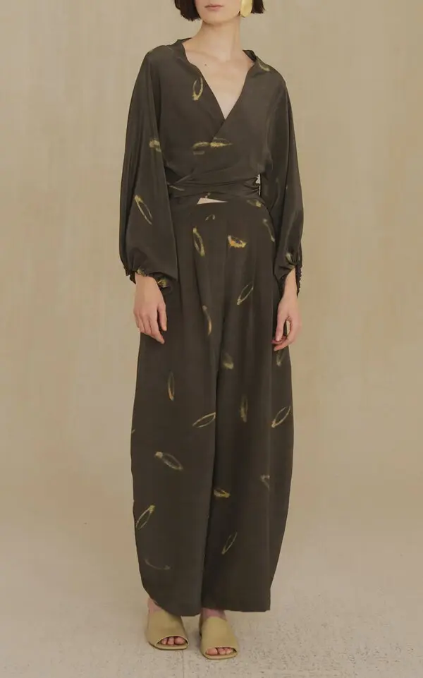 CORTANA Thea Silk Straight Leg Pants