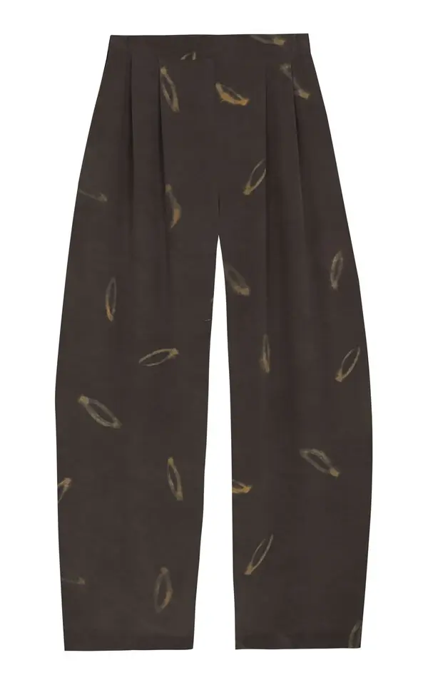 CORTANA Thea Silk Straight Leg Printed Trousers
