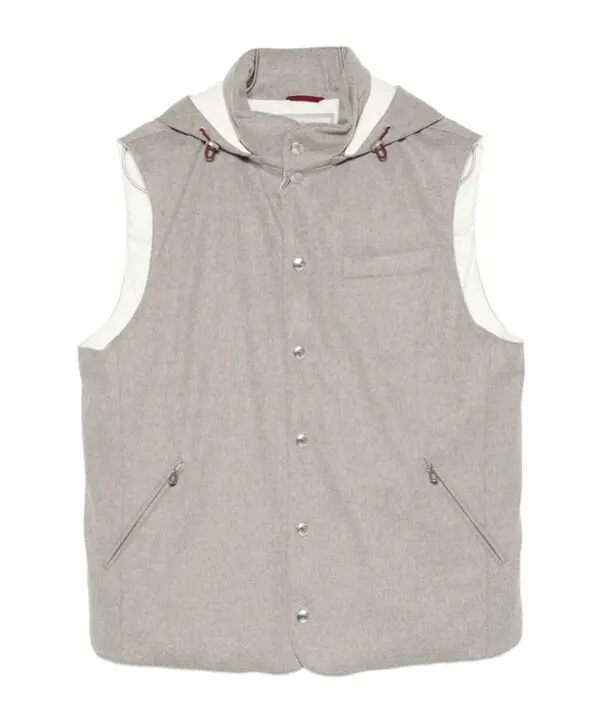 Brunello Cucinelli Hooded Press-stud Gilet - Gray