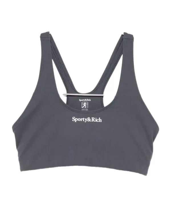SPORTY  RICH Cropped Sports Tank Top - Gray