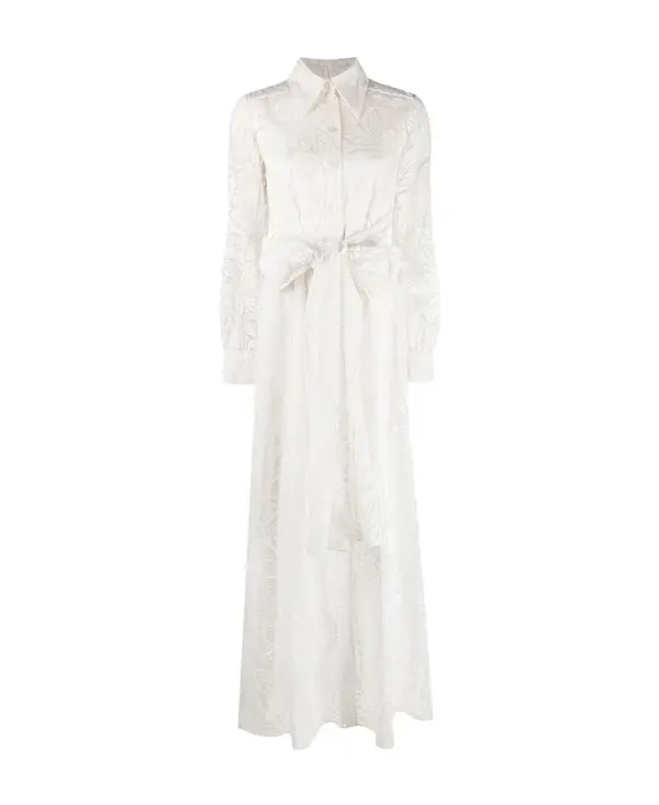Alberta Ferretti Floral-print Long-sleeve Dress - White