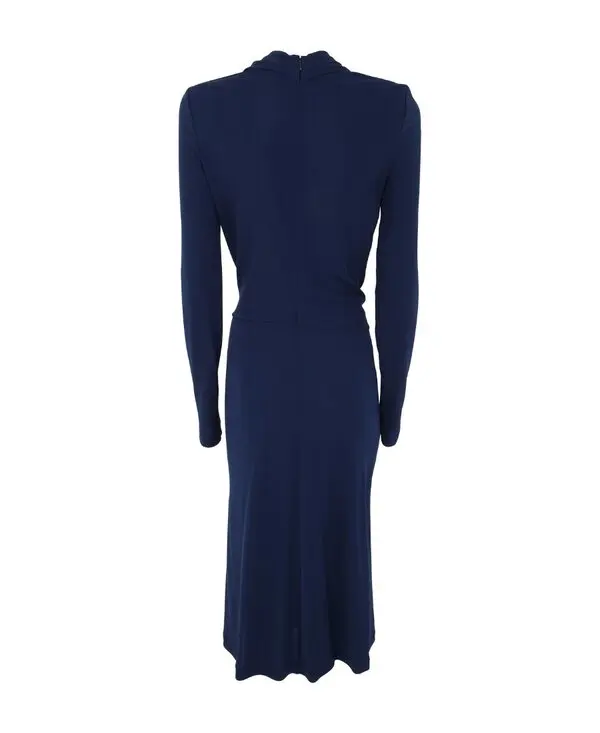 Alberta Ferretti Twisted-front Long-sleeved Midi Dress