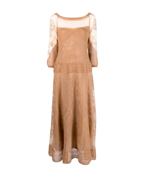Alberta Ferretti Logo Dress - Nude