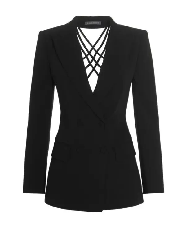 Alberta Ferretti Strappy-back Double-breasted Blazer - Black