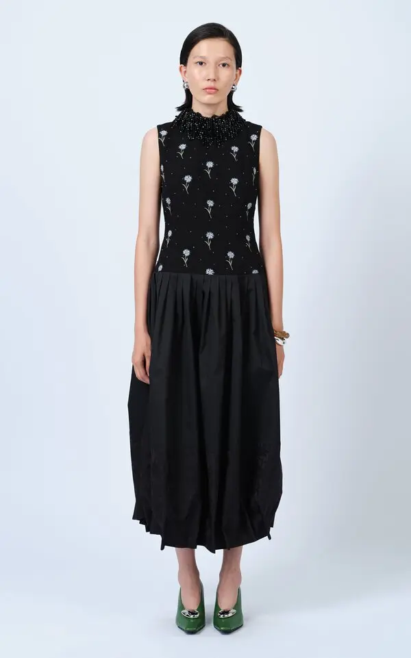 CHORUS Colette" Embroidered Floral Embellished High Neck Midi Dress