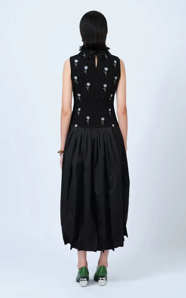 CHORUS Colette" Embroidered Floral Embellished High Neck Midi Dress