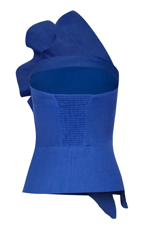 ANDRES OTALORA Santo Pleated Linen Bustier Top