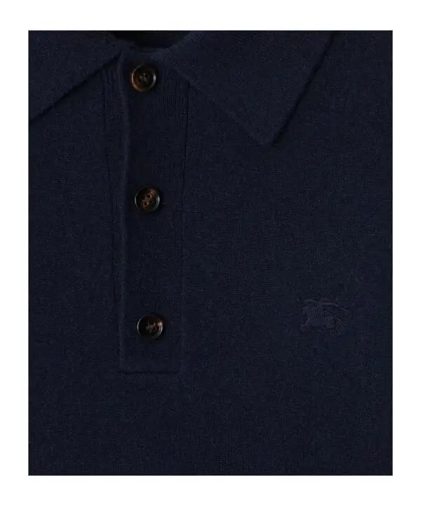 Burberry Ekd Embroidered Knitted Polo Shirt