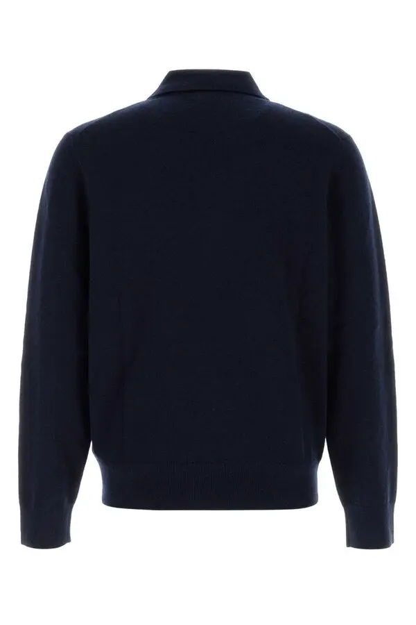 Burberry Ekd Embroidered Knitted Polo Shirt - Navy