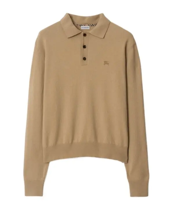 Burberry Long-sleeve Polo Shirt - Flax