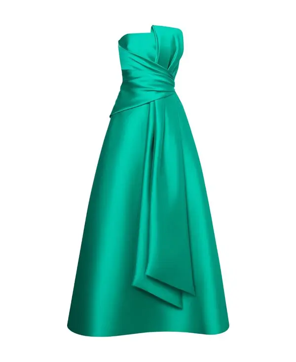 Alberta Ferretti Bow-embellished Evening Gown - Green