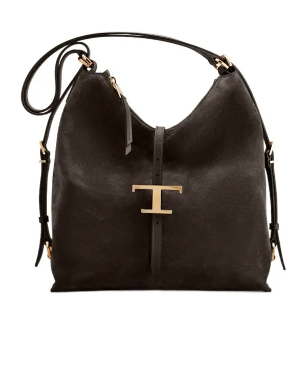 TOD'S Logo Plaque Shoulder Bag - Brown