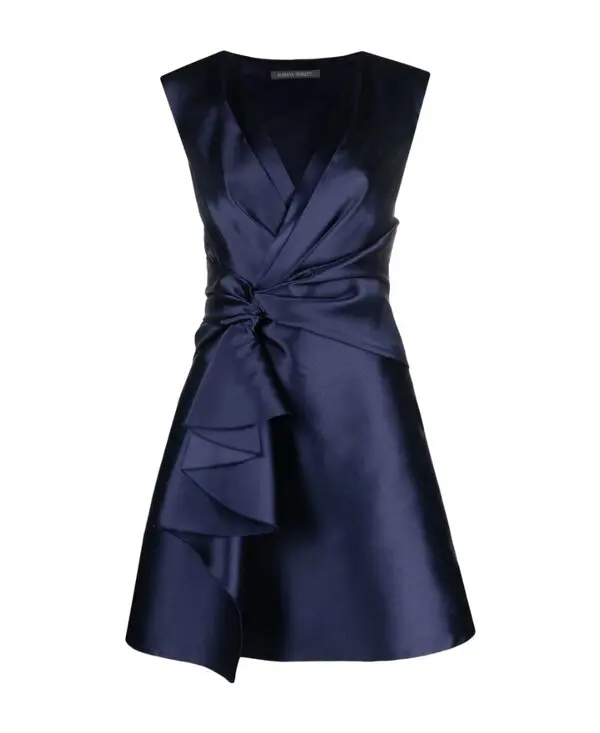 Alberta Ferretti Sleeveless Pinched-waist Dress - Blue