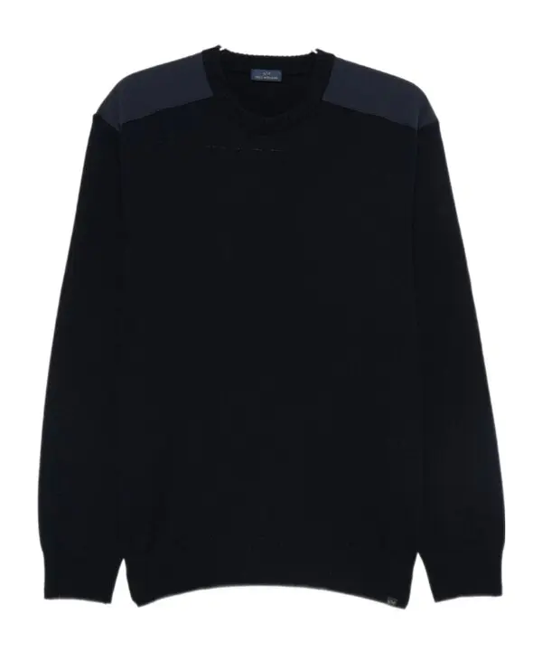PAUL  SHARK Wool Shoulder-patch Jumper - Black