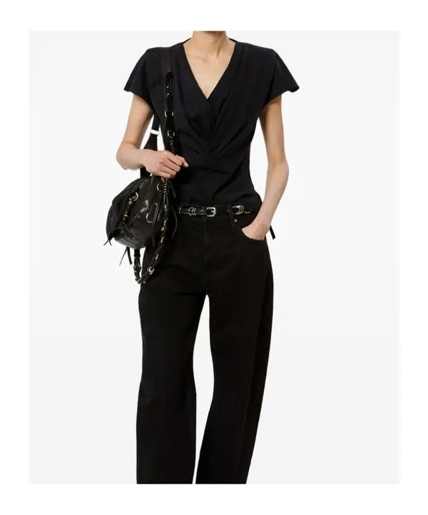 Isabel Marant Étoile Nadrine Draped V-neck Top - Black