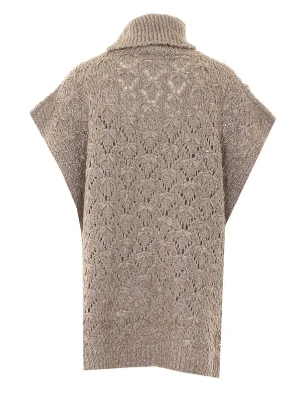 Fabiana Filippi High Neck Knitted Cape - Gray
