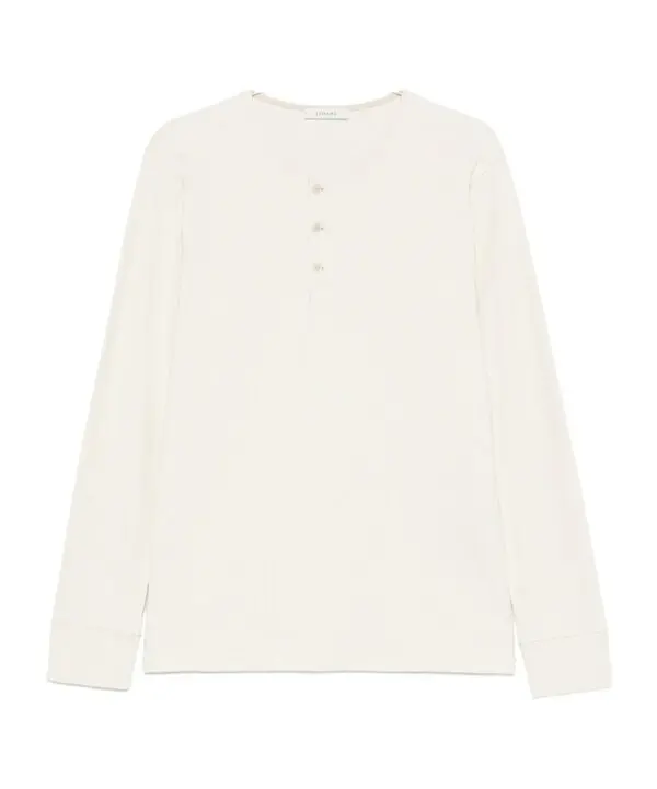 LEMAIRE Ribbed Henley Long Sleeved Top - Enoki