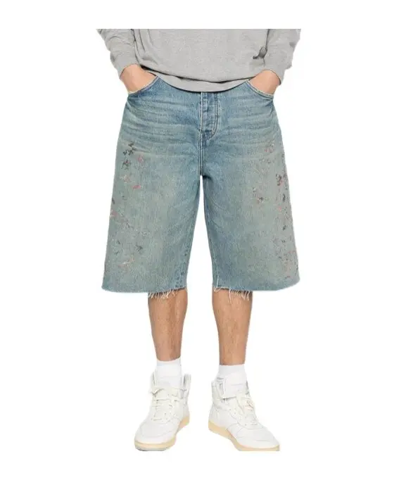 PURPLE BRAND Distressed Denim Shorts With Raw Hem