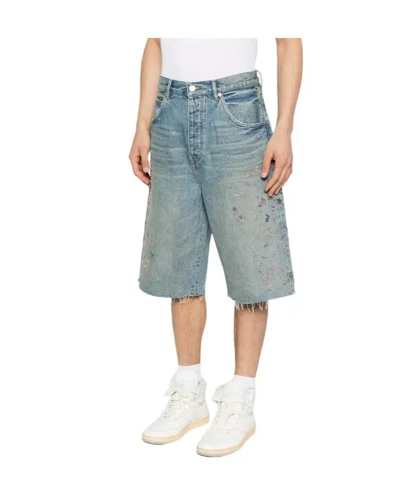 PURPLE BRAND Distressed Denim Shorts With Raw Hem