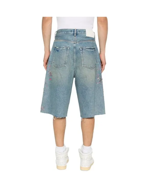 PURPLE BRAND Distressed Denim Shorts With Raw Hem