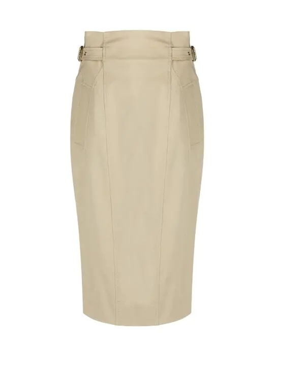 Alberta Ferretti Buckled Strap Pencil Skirt - Nude