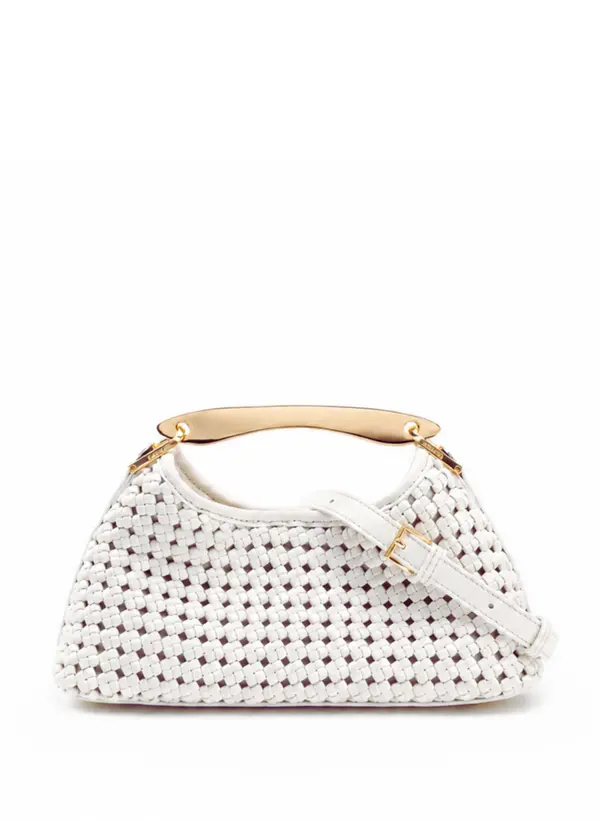 ELLEME Mini Boomerang Woven Leather Bag - White