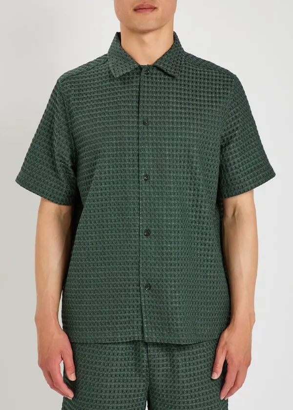 LES DEUX Checked Seersucker Shirt