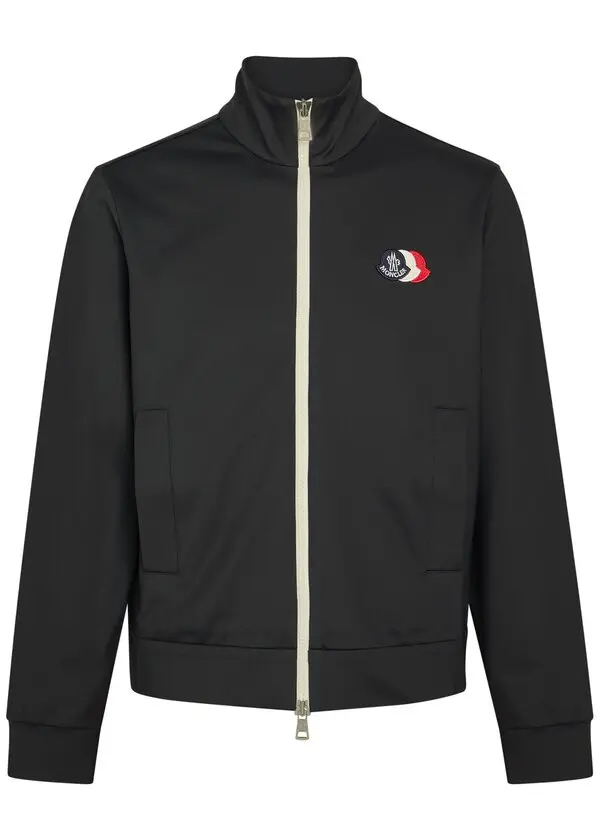 Moncler Logo-appliquéd Jersey Jacket - Dark Blue