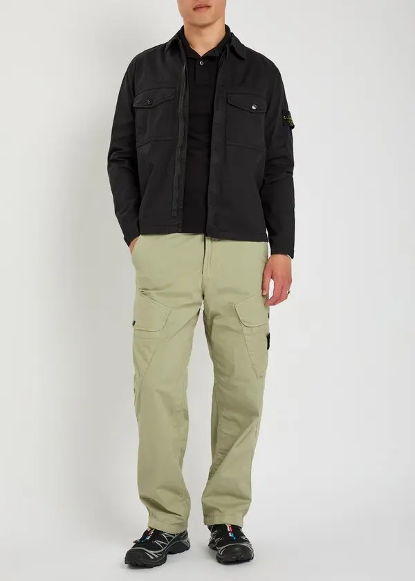 Stone Island Logo-appliquéd Stretch-cotton Cargo Trousers