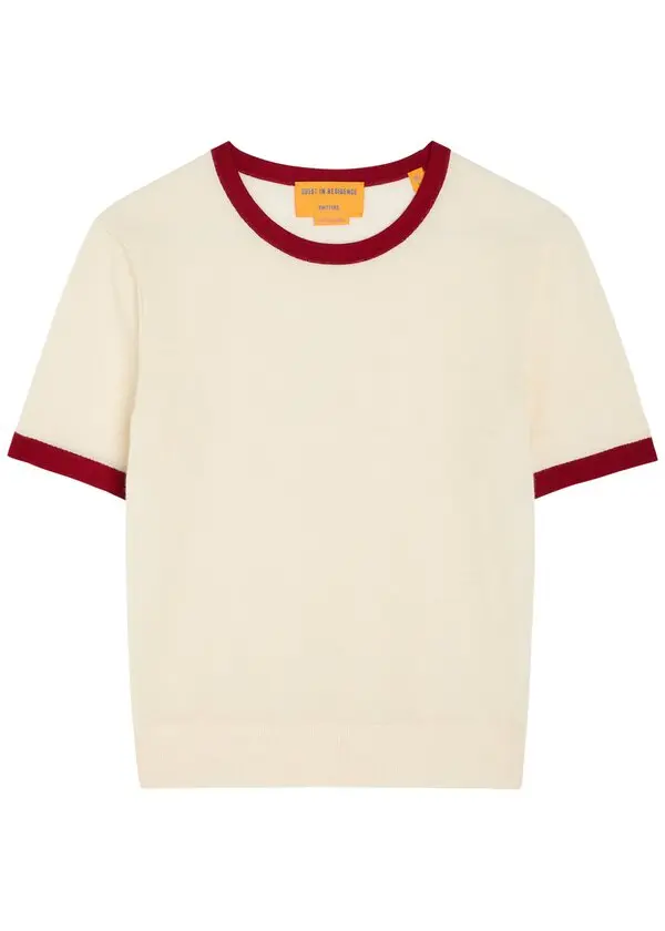 Guest In Residence Airy Ringer Contrast-trim Cashmere T-shirt - Cream