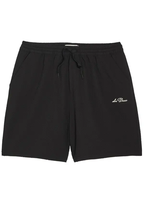 LES DEUX Seersucker Swim Shorts With Embroidered Logo