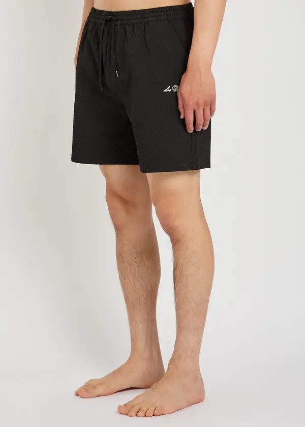 LES DEUX Seersucker Swim Shorts With Embroidered Logo