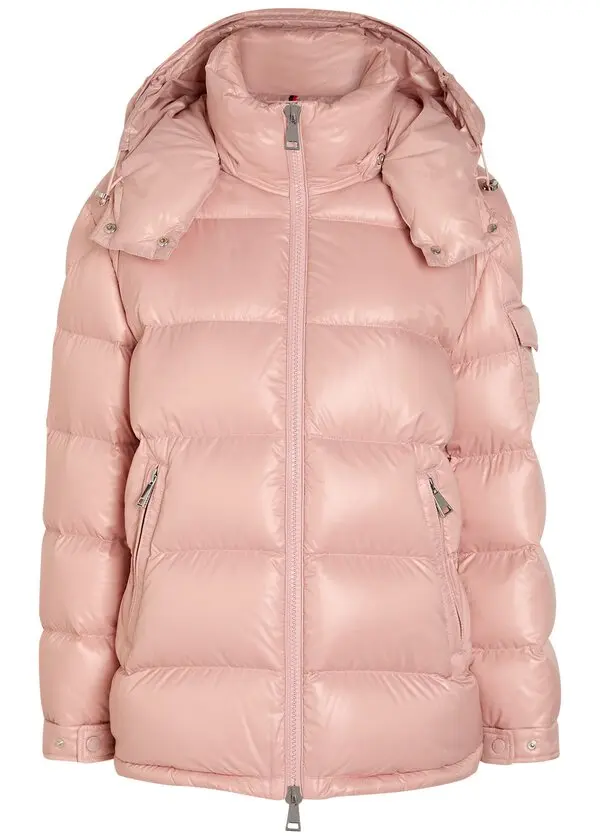 Moncler Maire Padded Hooded Laqué Nylon Jacket - Light Pink