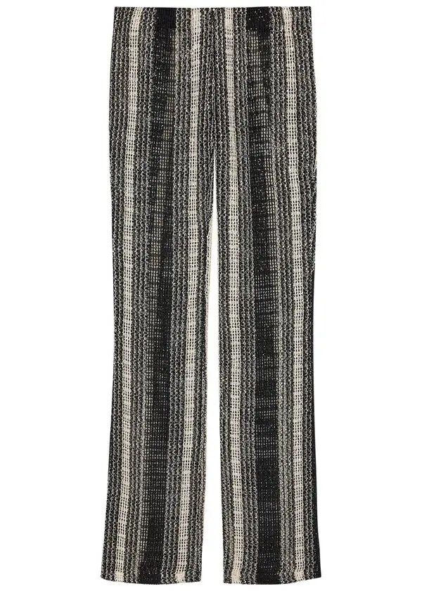 Missoni Striped Slim-leg Open-knit Beach Trousers - White And Black
